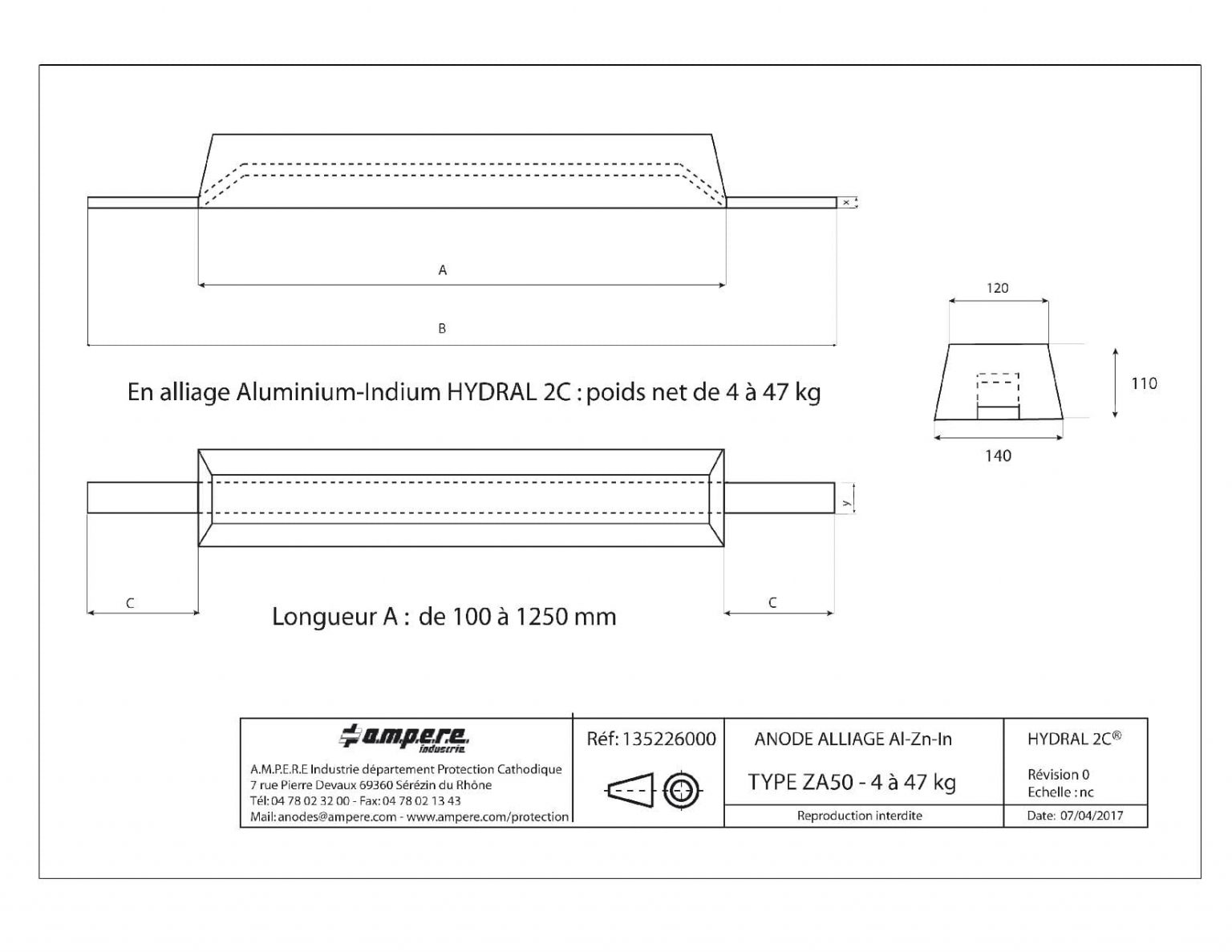 Anode type ZA 50 - Ampere.com
